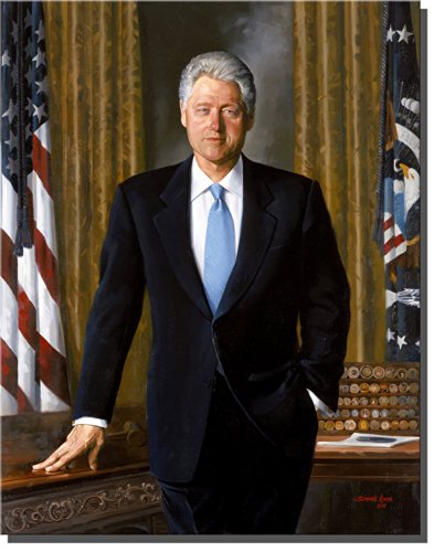 Bill Clinton Portrait, Wall Picture Art on Stretched Canvas, Ready to ...