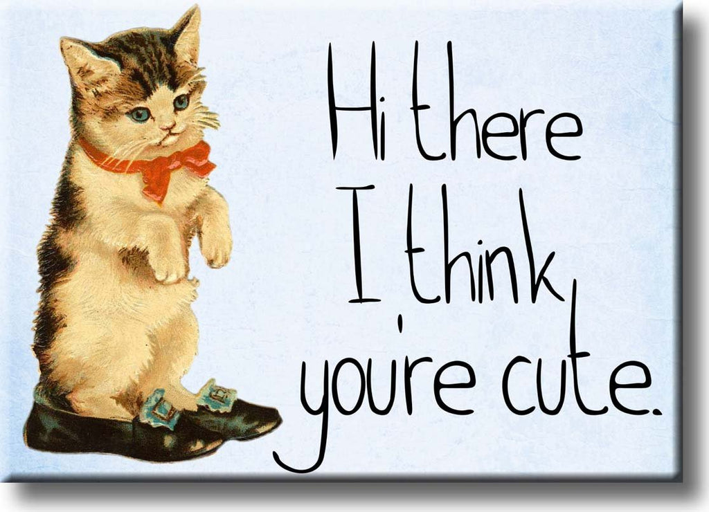 Hi There I Think You're Cute, Kitten Picture on Stretched Canvas, Wall ...